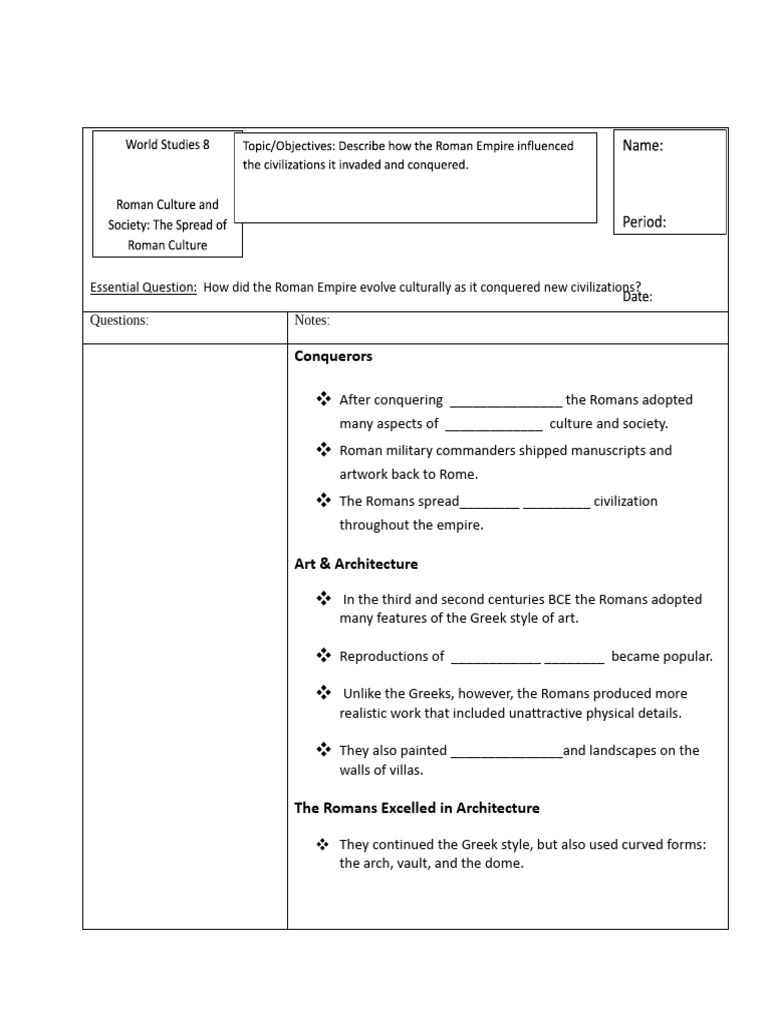 Dominick Iddings - Roman Culture and Society_ Guided Notes - Google ...