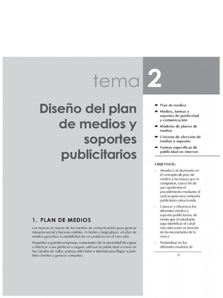 Tema 2 - Plan de Medios de Comunicación | PDF