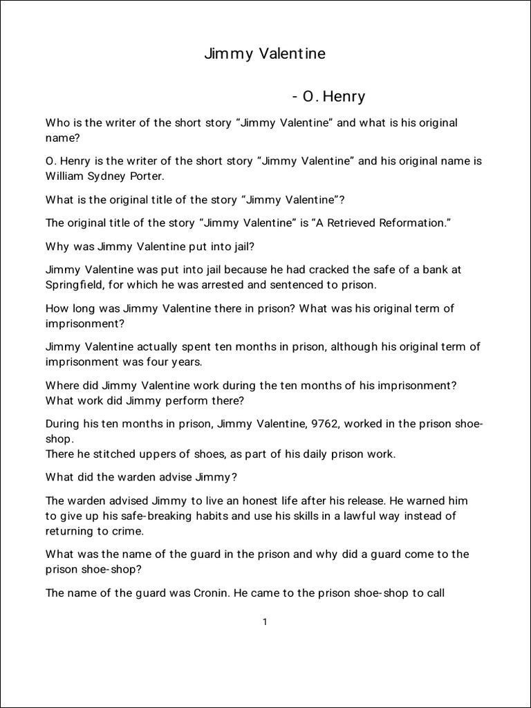 Jimmy Valentine | PDF | Prison