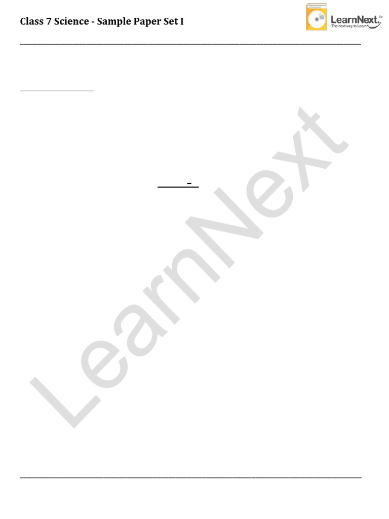 Class 7 Science Set I Sample Papers | PDF | Symbiosis | Heat