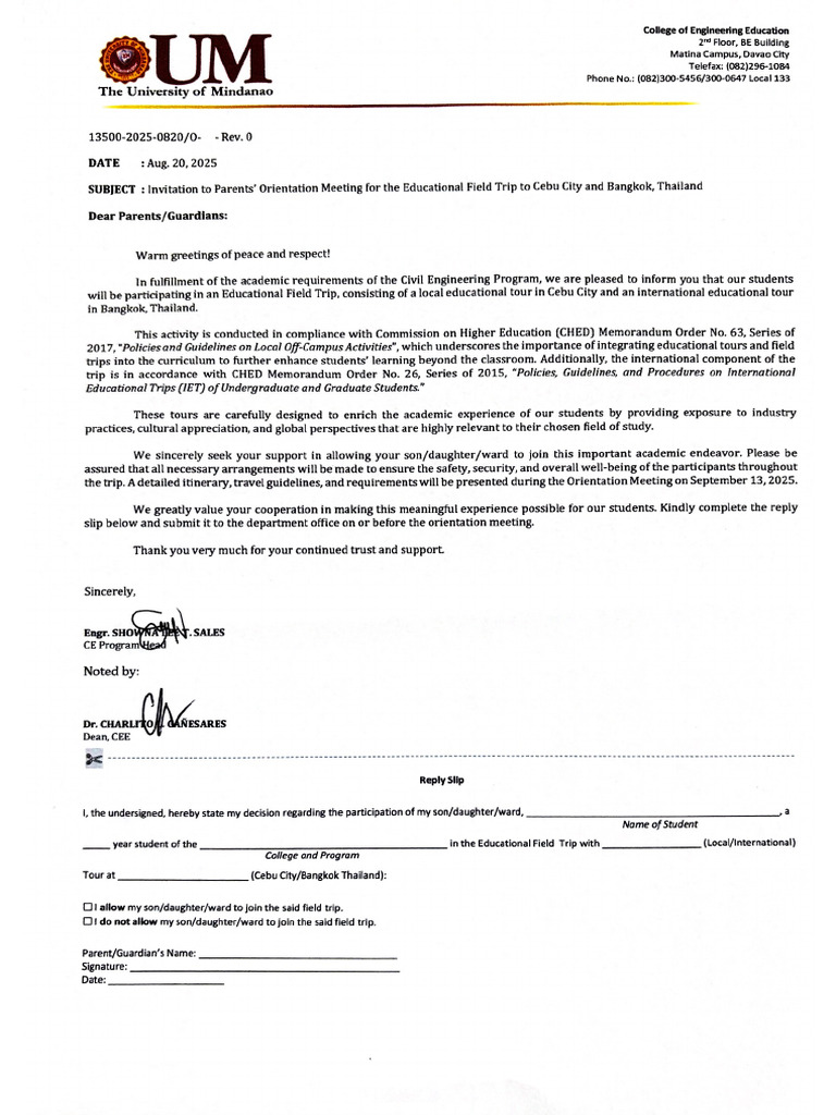 Letter to Parents Invitation | PDF