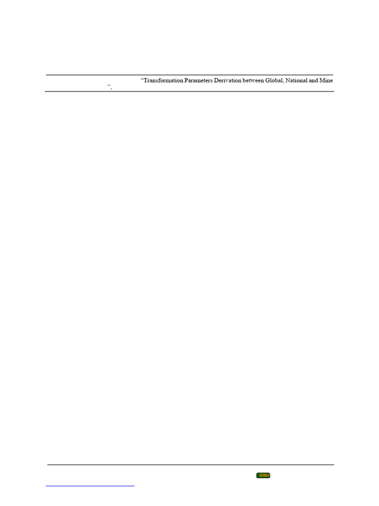 Transformation Parameters Derivation Between Global, National and Mine ...