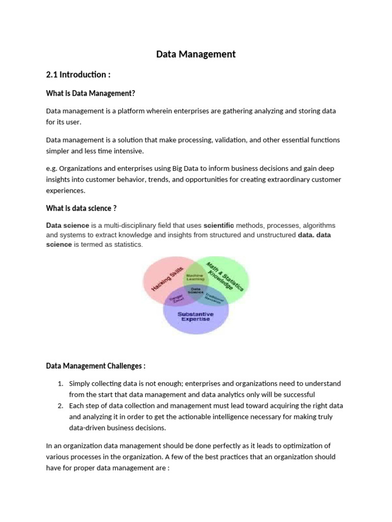 Unit1 Chapter2 Data Management | PDF | Data Analysis | Data Mining