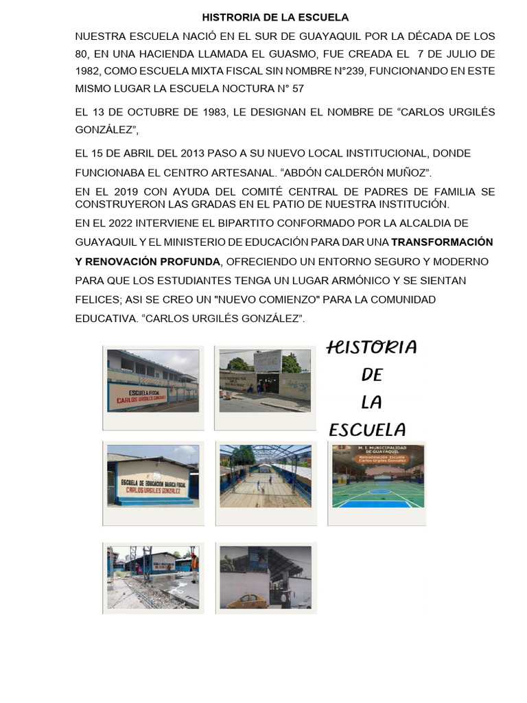 3m_ Historia de La Escuela y Comunidad | PDF