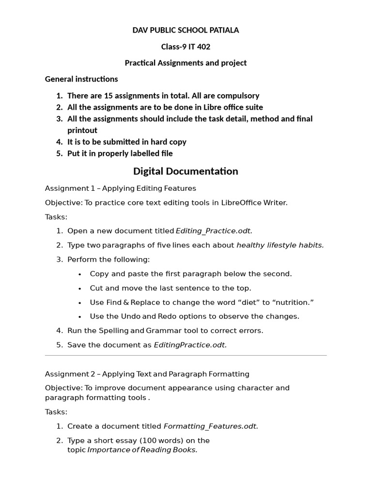Class 9 Assignment 2025-1 | PDF | Spreadsheet | Paragraph