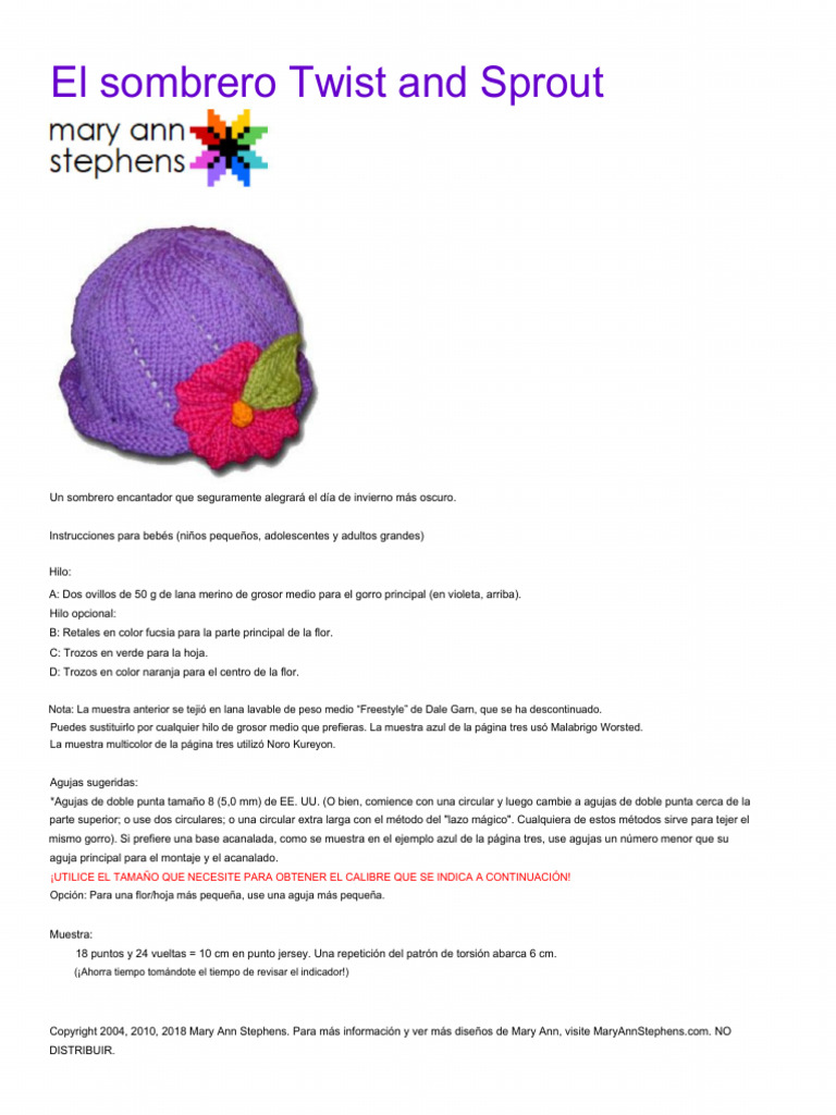 0 Twist+and+Sprout+Hat+PDF Traducido | PDF