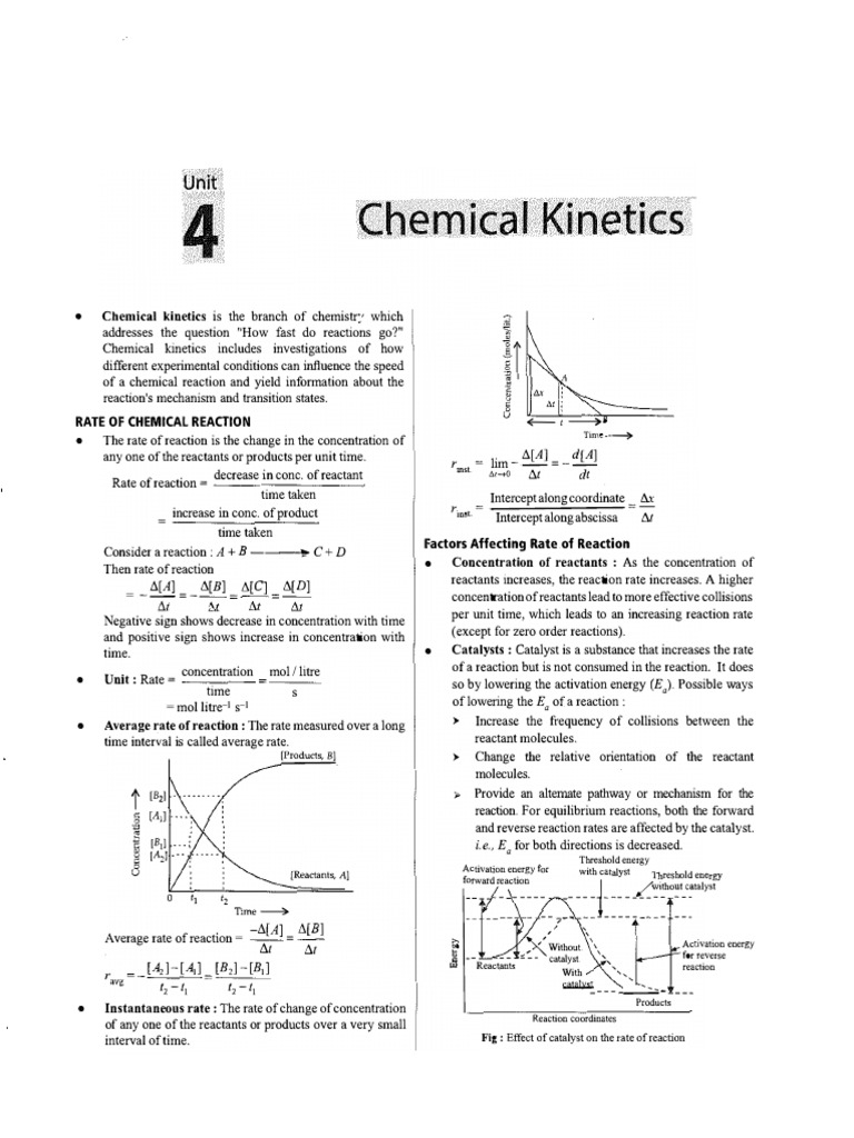 Chemical Kinetics - Notes | PDF | Reaction Rate | Activation Energy