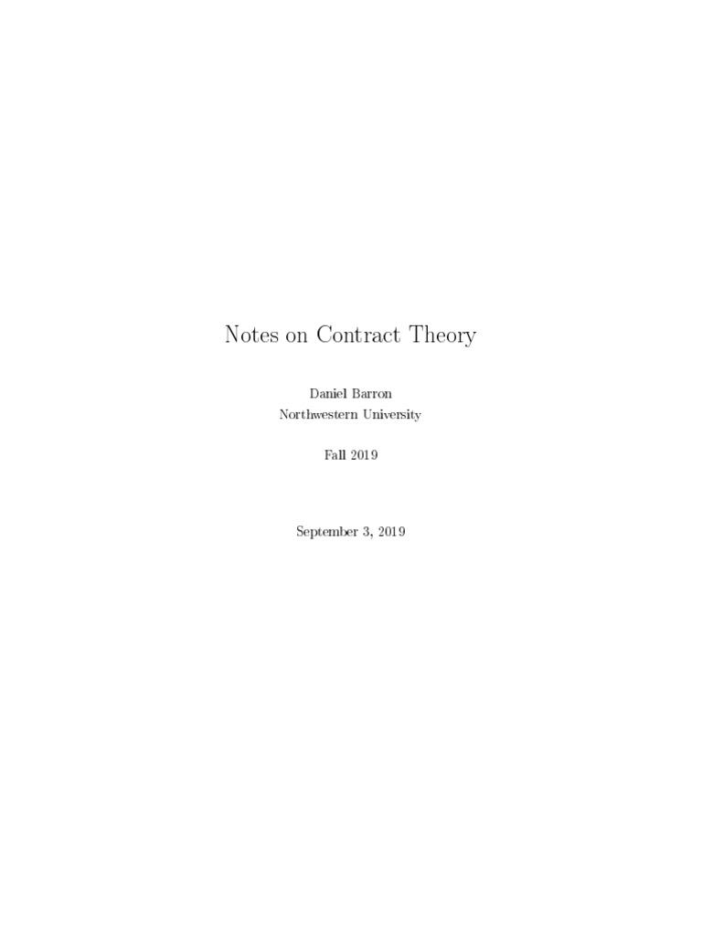 Contract Theory Notes - Chapter 1 | PDF | Economics