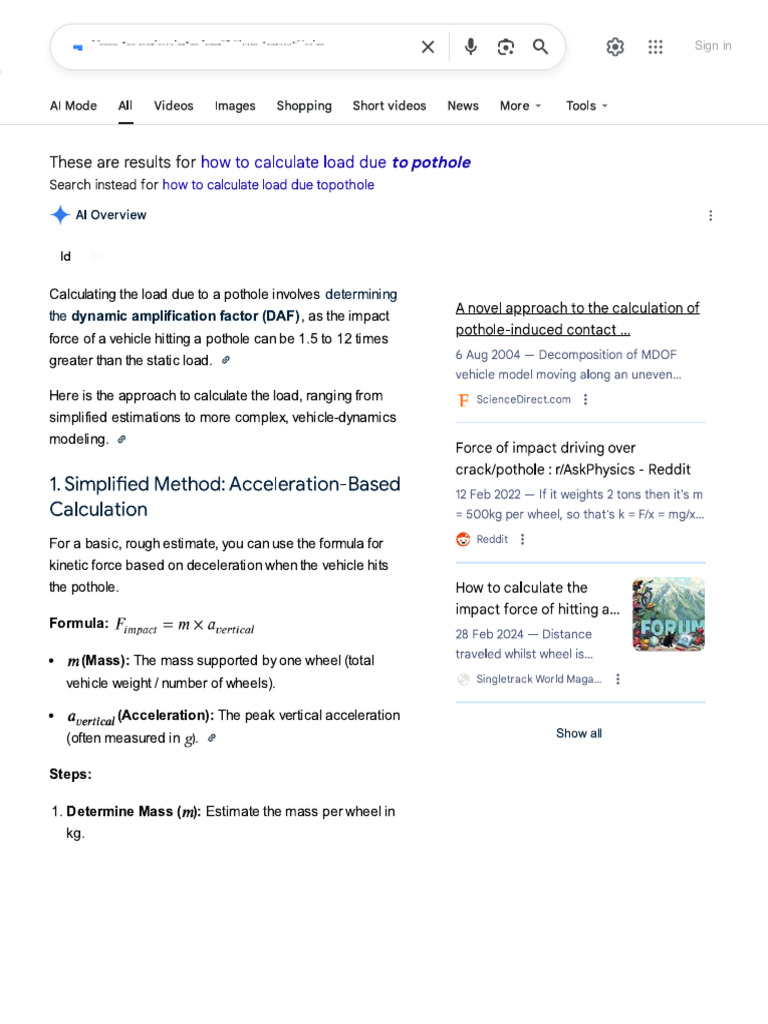 How to Calculate Load Due Topothole - Google Search | PDF