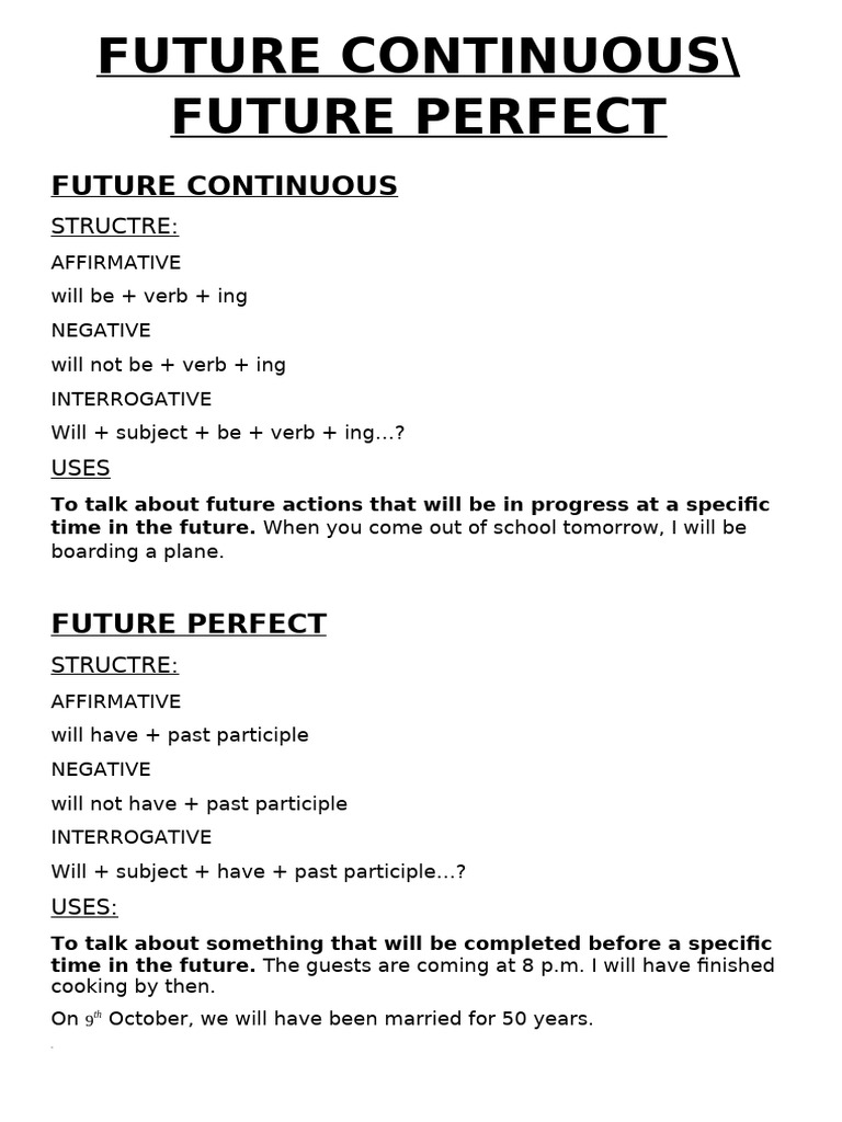 Future Continuous vs Future Perfect | PDF