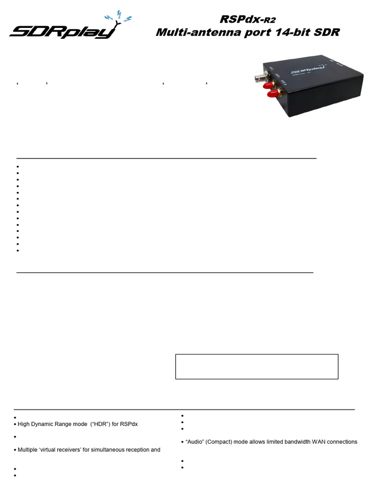 RSP DXR 2 Data Sheet | PDF | Software Defined Radio | Frequency Modulation