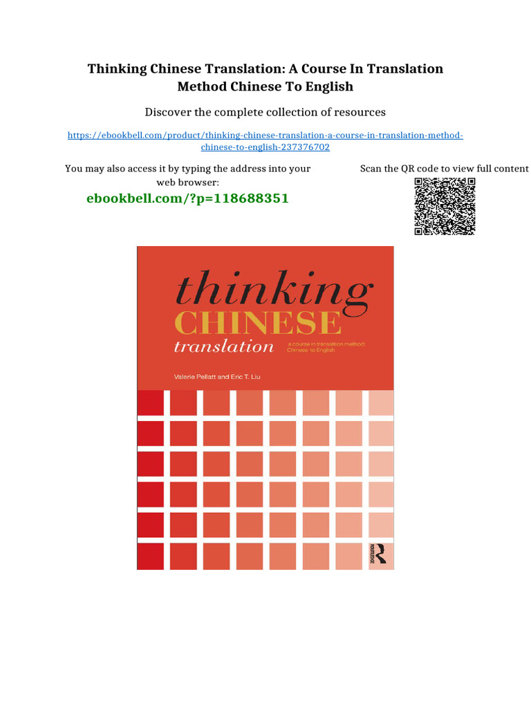 Thinking Chinese Translation: A Course in Translation Method Chinese To ...