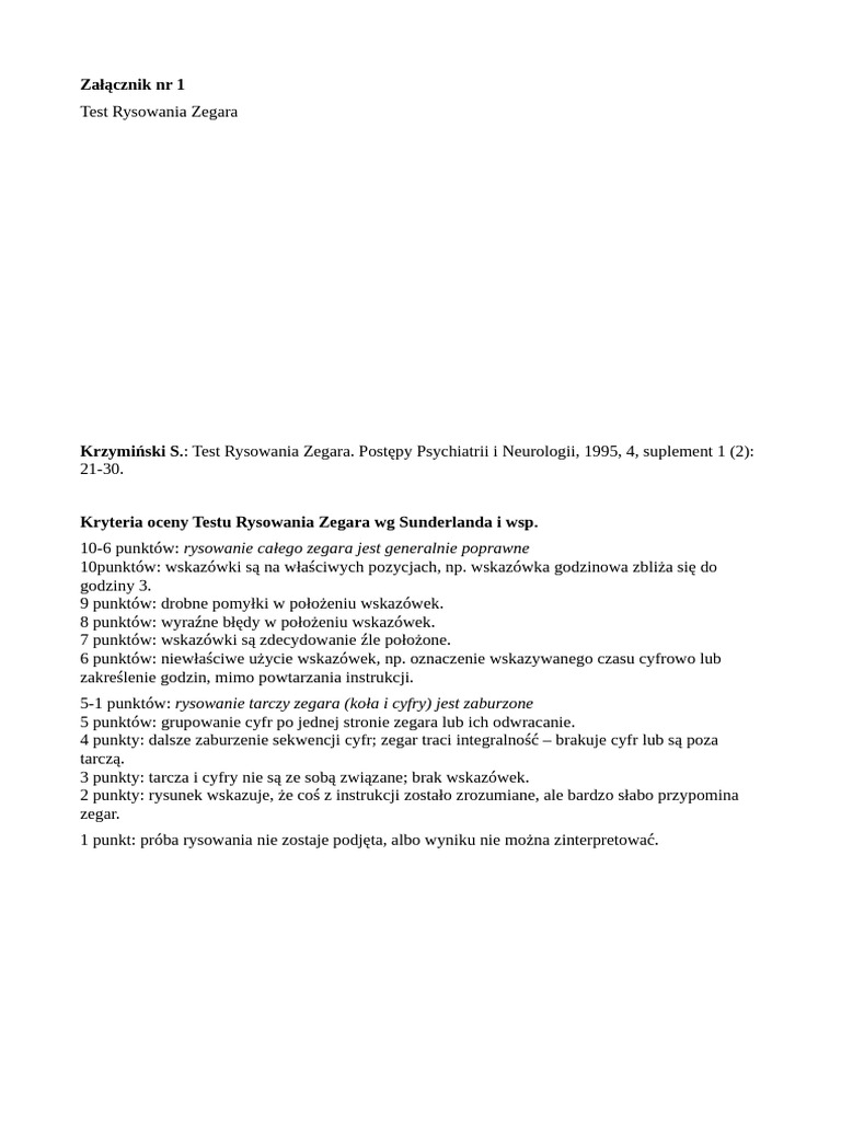 Test Rysowania Zegara -Opr | PDF
