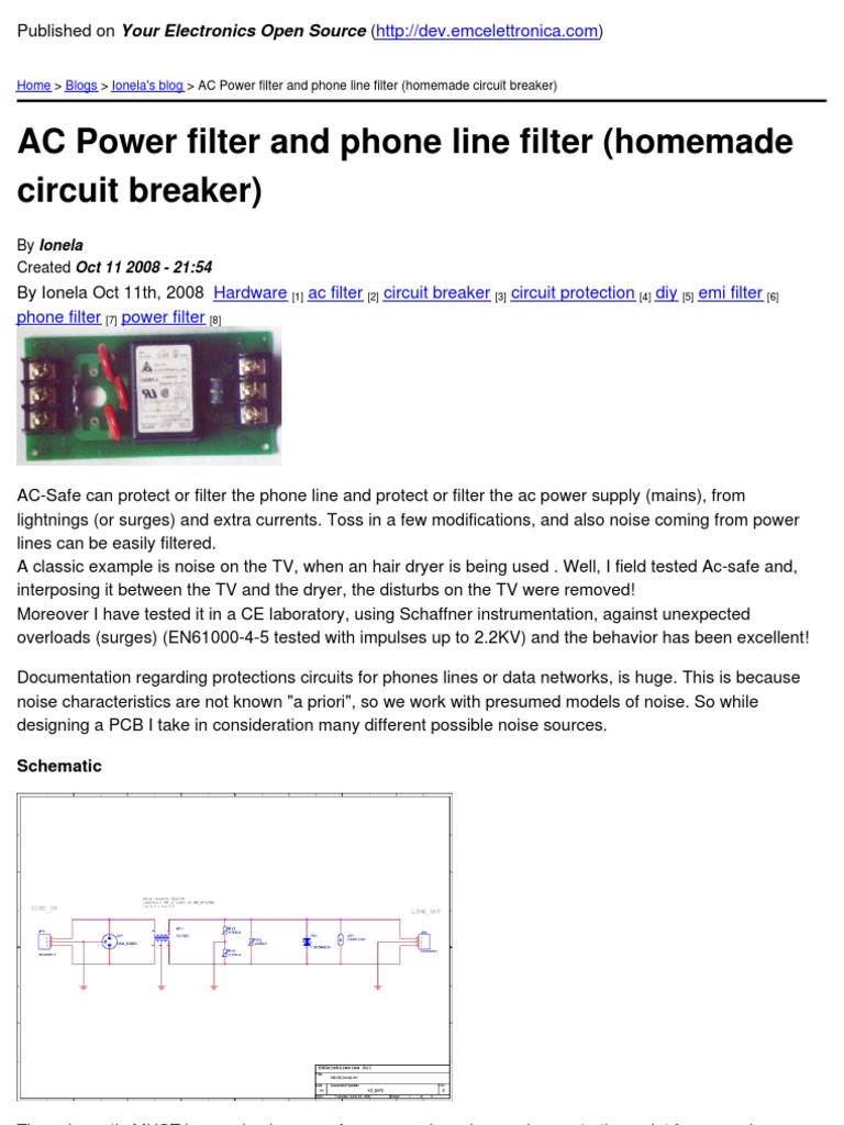 Your Electronics Open Source - AC Power Filter and Phone Line Filter ...