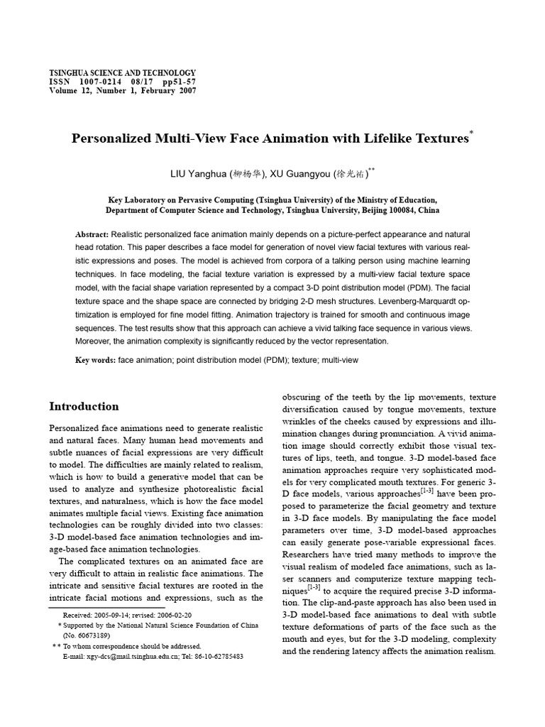 Personalized Multi-View Face Animation With Lifelike Textures | PDF ...
