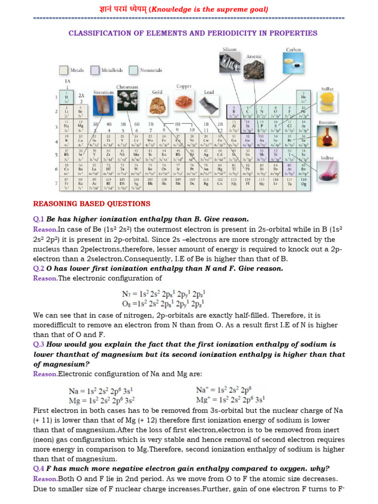 Classification of Elements and Periodicity | PDF | Ion | Periodic Table