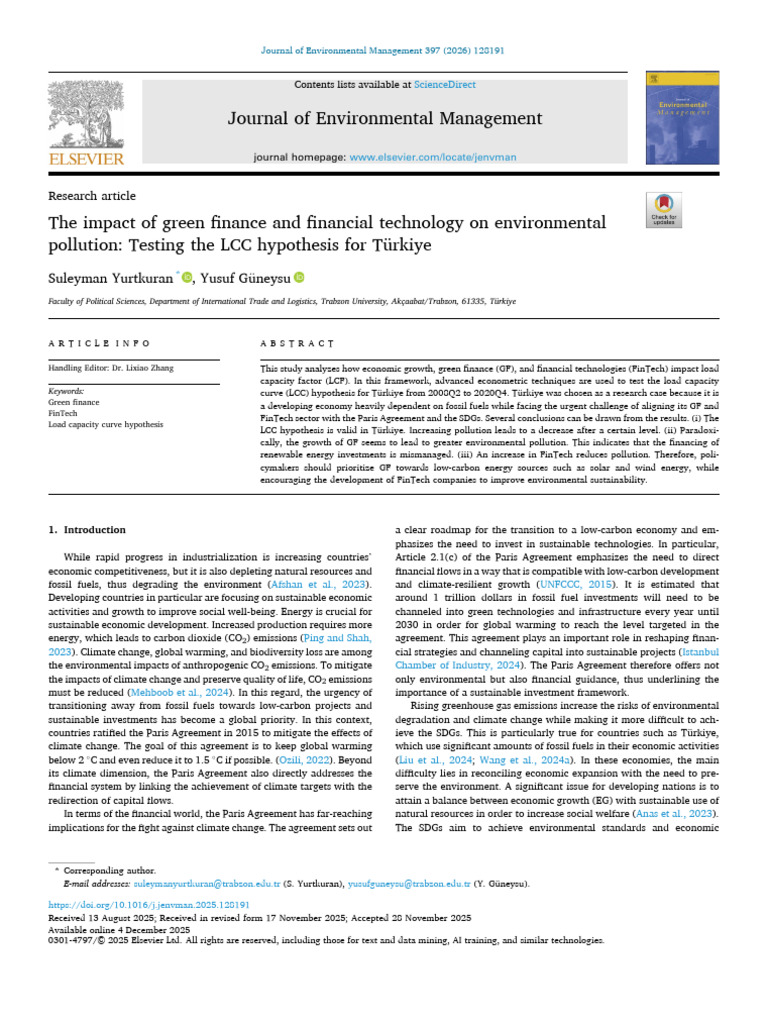 The Impact of Green Finance and Financial Technology on Environmental ...