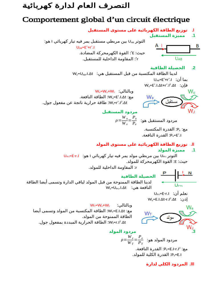Cours 2 $ Comportement Global D'un Circuit 1bac Ar | PDF