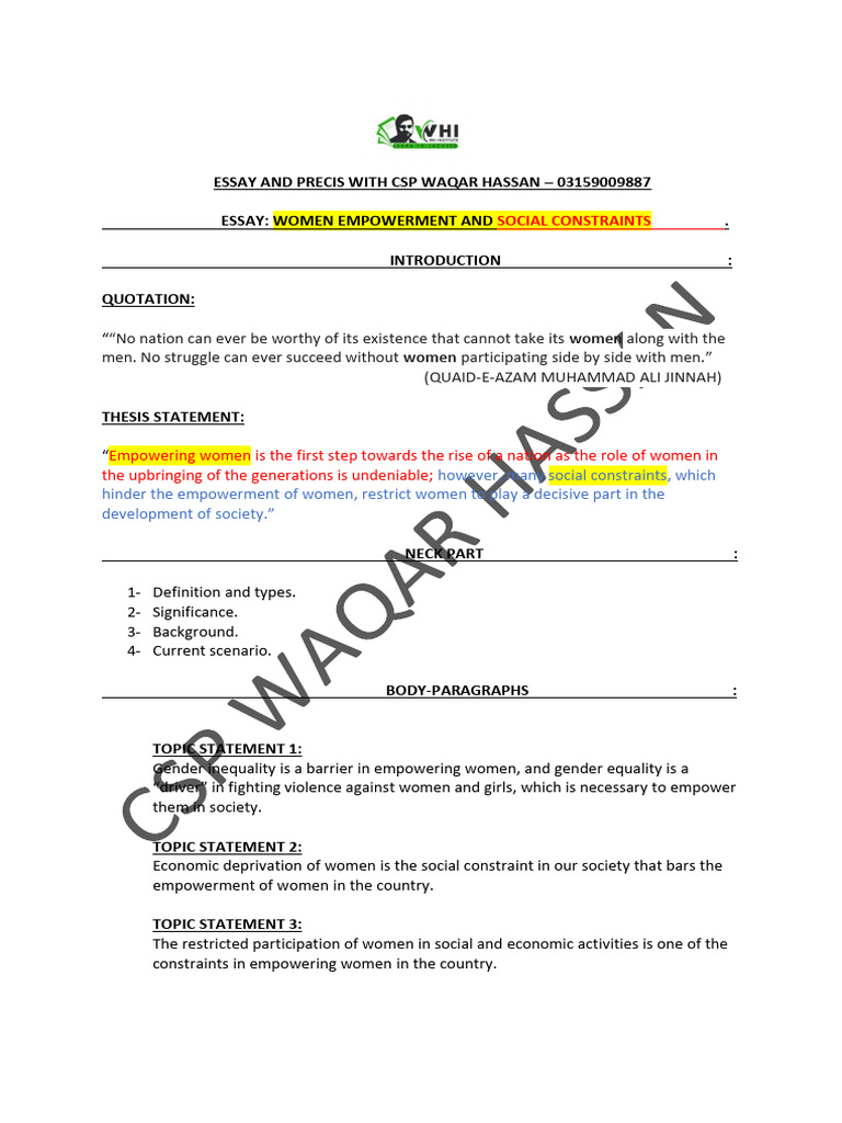 Women Empowerment Outline | PDF | Gender Role | Empowerment