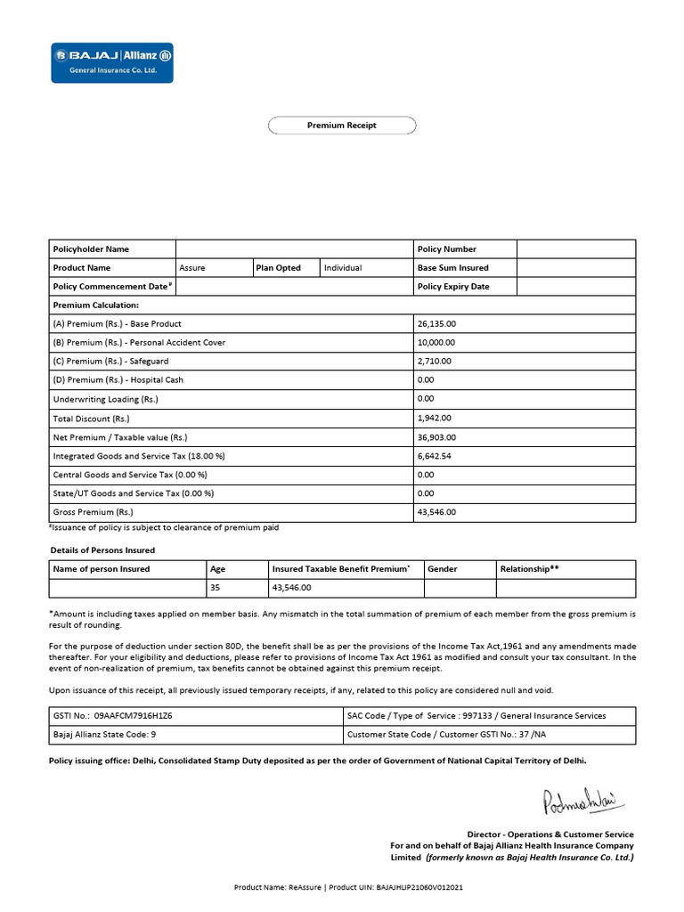 693913093-618396693-Premium-Receipt | PDF | Insurance | Taxes