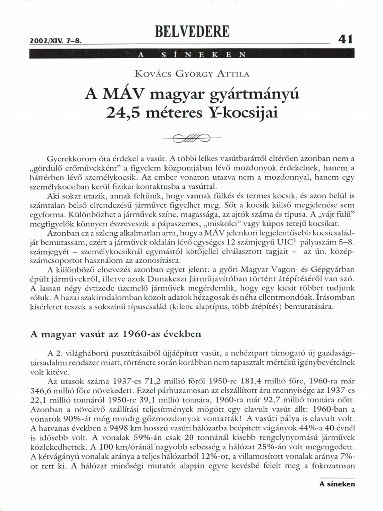 A MÁV magyar gyártmányú 24,5 méteres Y-kocsijai | PDF