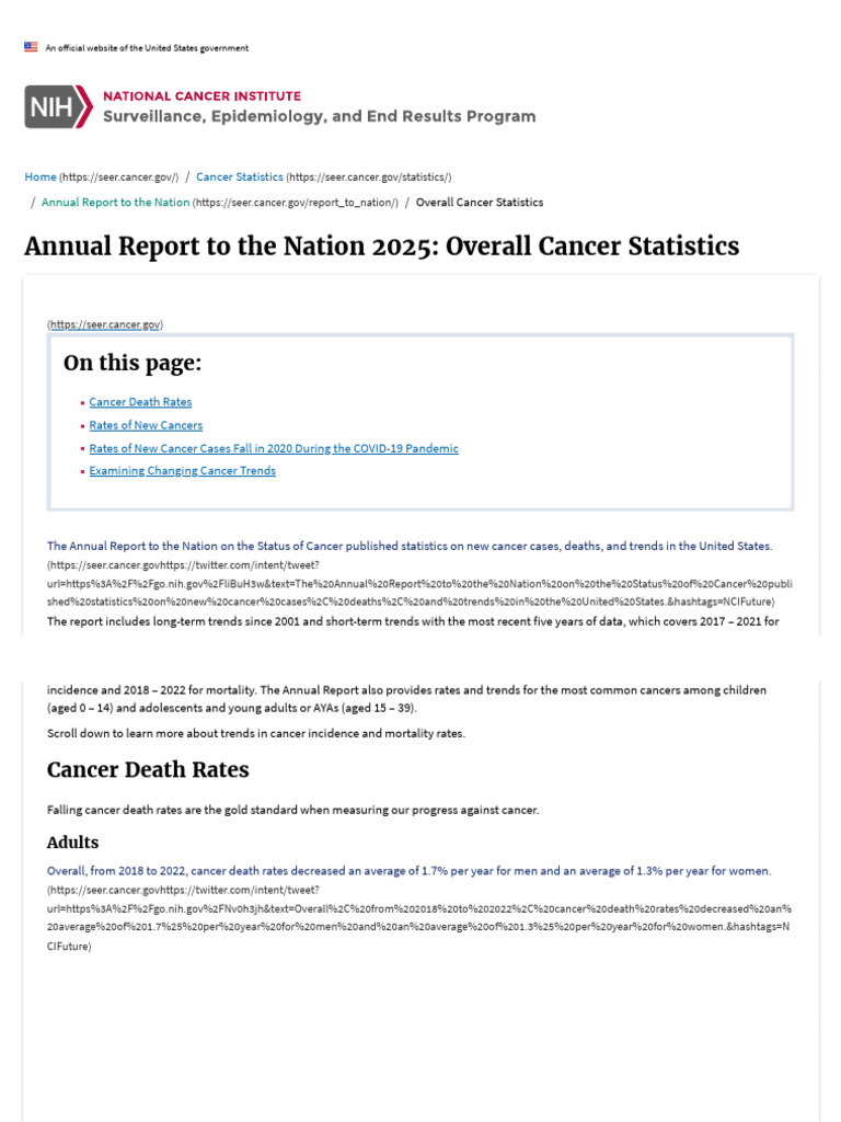 Overall Cancer Statistics - Annual Report To The Nation | PDF | Cancer ...