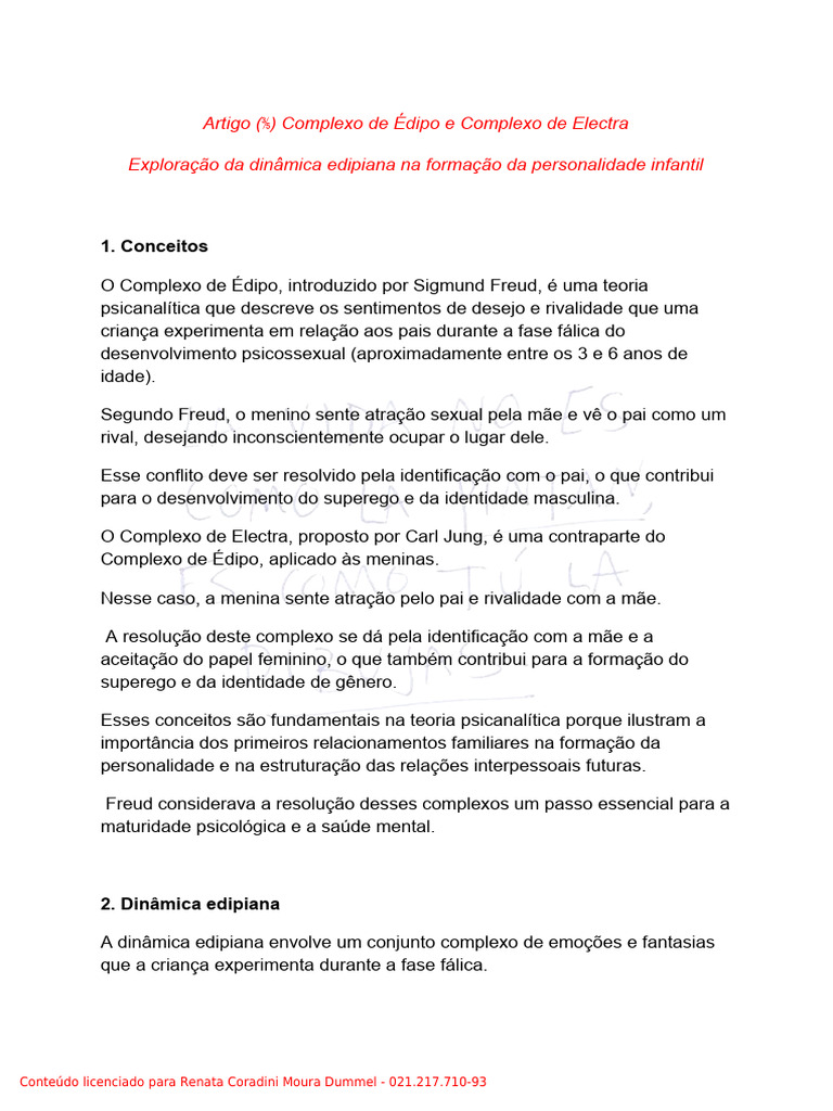 Artigo Complexode Edipoe Complexode Electra | PDF | Complexo de Édipo ...