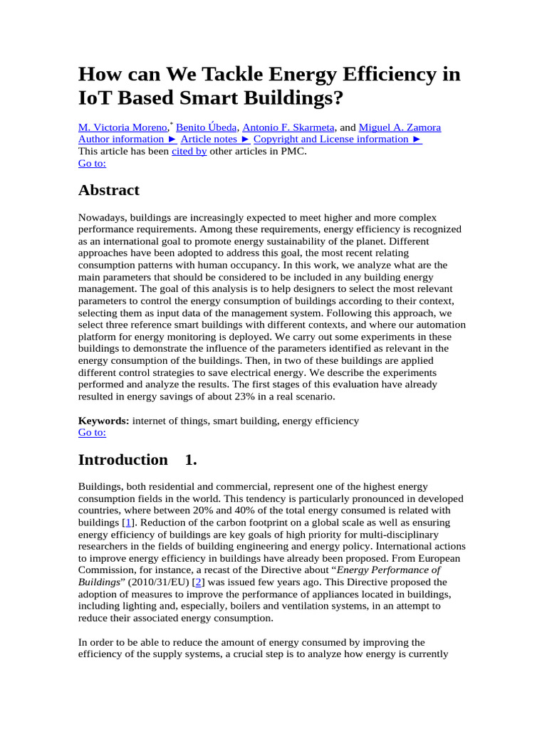 How Can We Tackle Energy Efficiency in IoT Based Smart Buildings | PDF ...