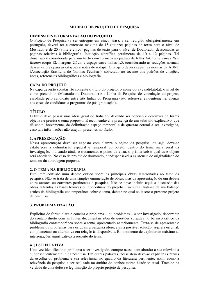 Modelo De Projeto De Pesquisa Metodologia Mestrado