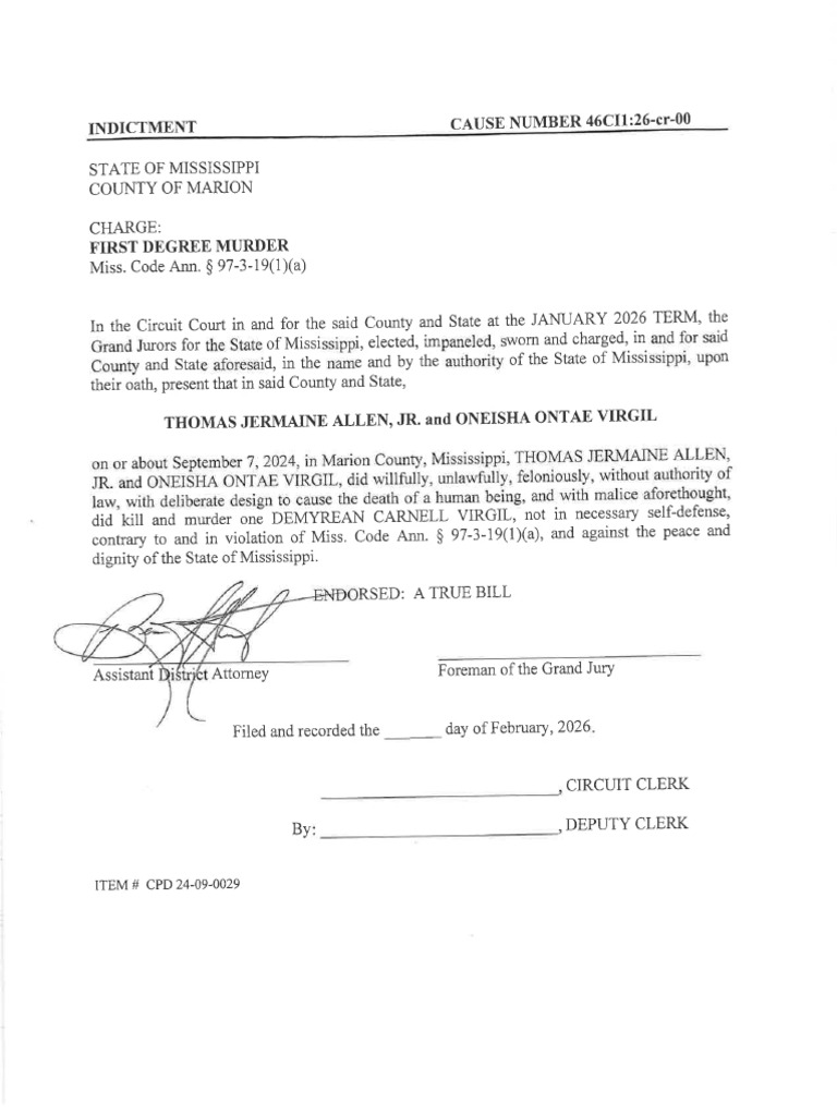 First Degree Murder Indictment | PDF