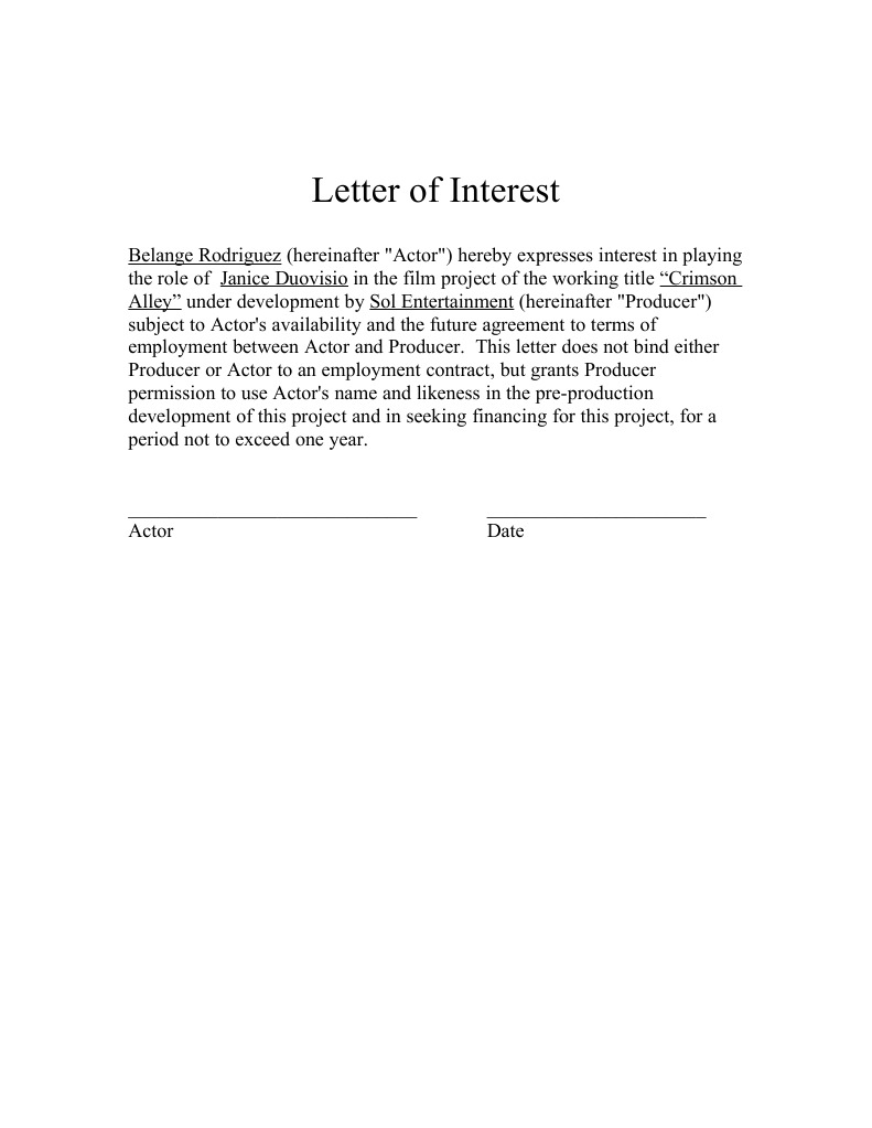 Letter of Interest Generic | PDF