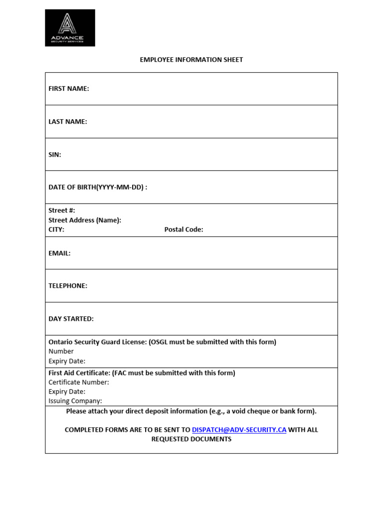 Dollarama Employee Setup Forms - Blank | PDF | Employment | Overtime