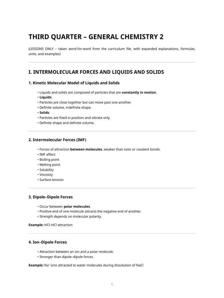 Gen Chem 2 – Third Quarter Complete Reviewer (2) | PDF | Reaction Rate ...