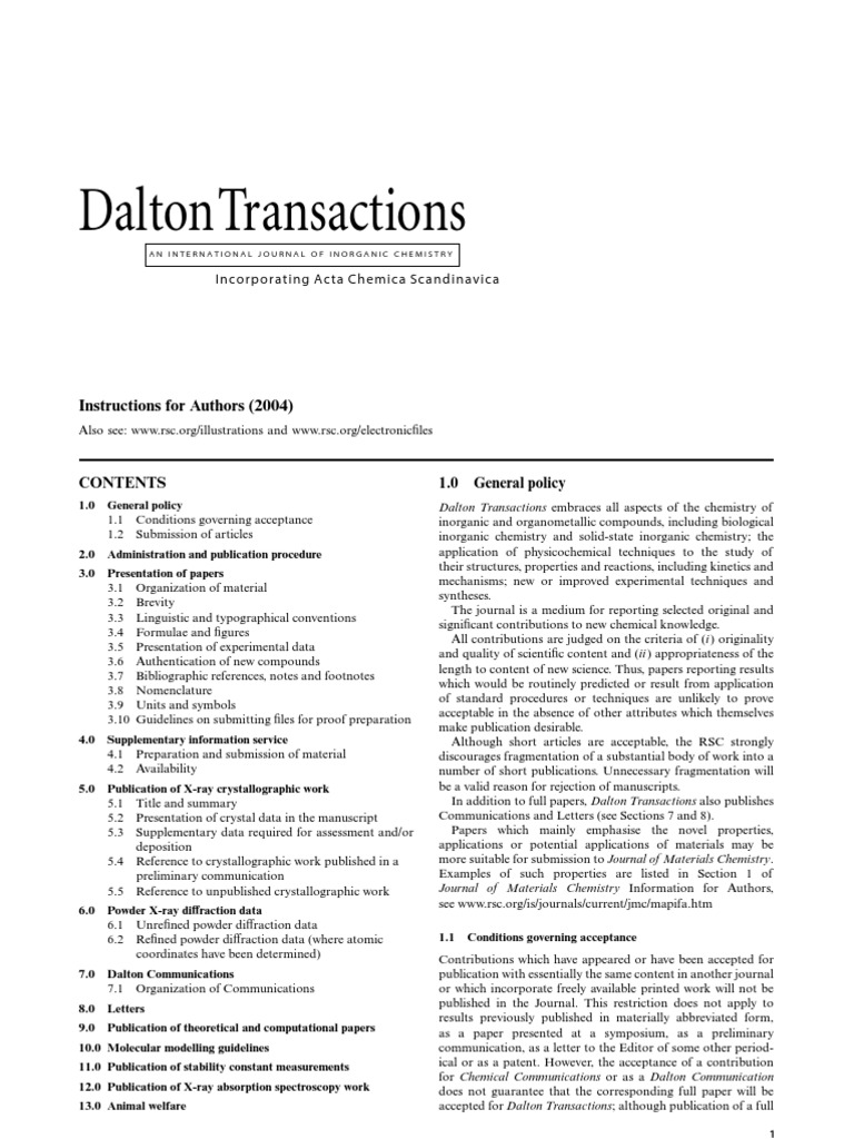 Dalton Trans Guidelines | PDF | Chemical Compounds | Molecular Orbital