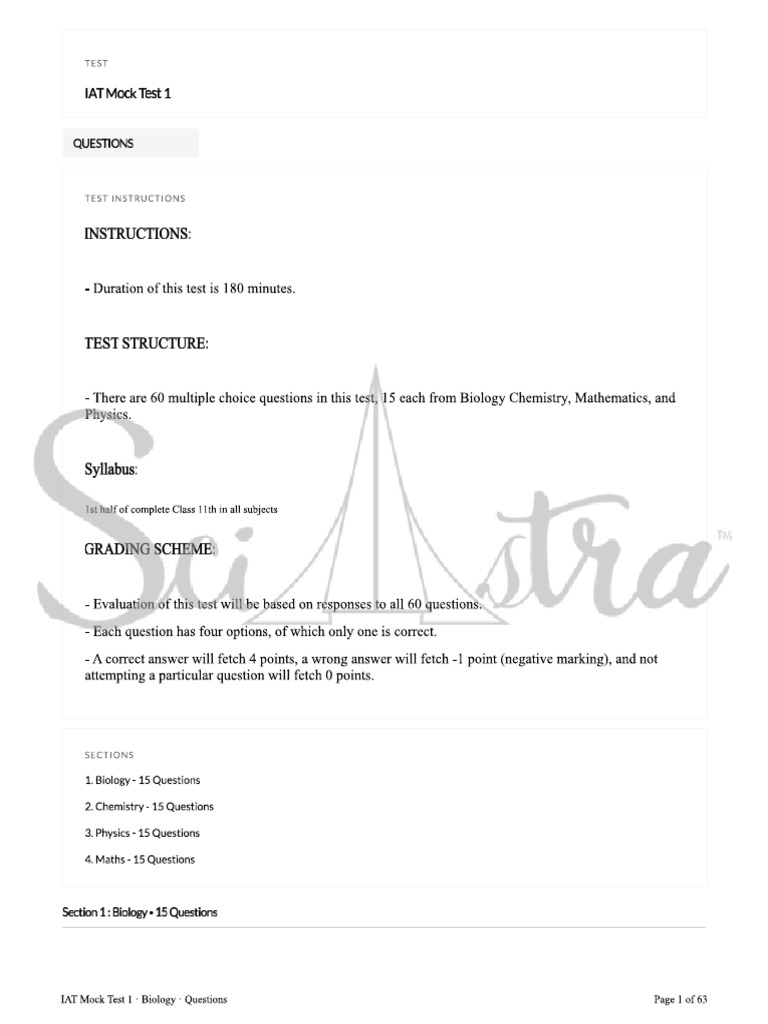 IAT Mock Test - 01 | PDF