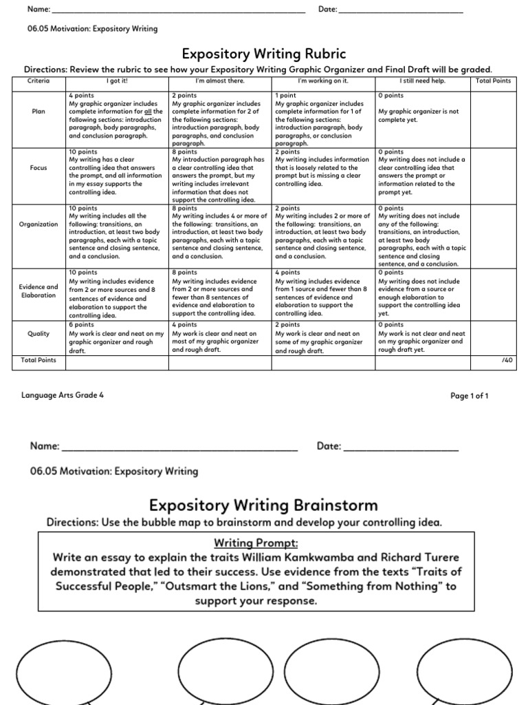 Ela g4!06!05!01!01 Expository Writing Packet | PDF | Paragraph | Essays