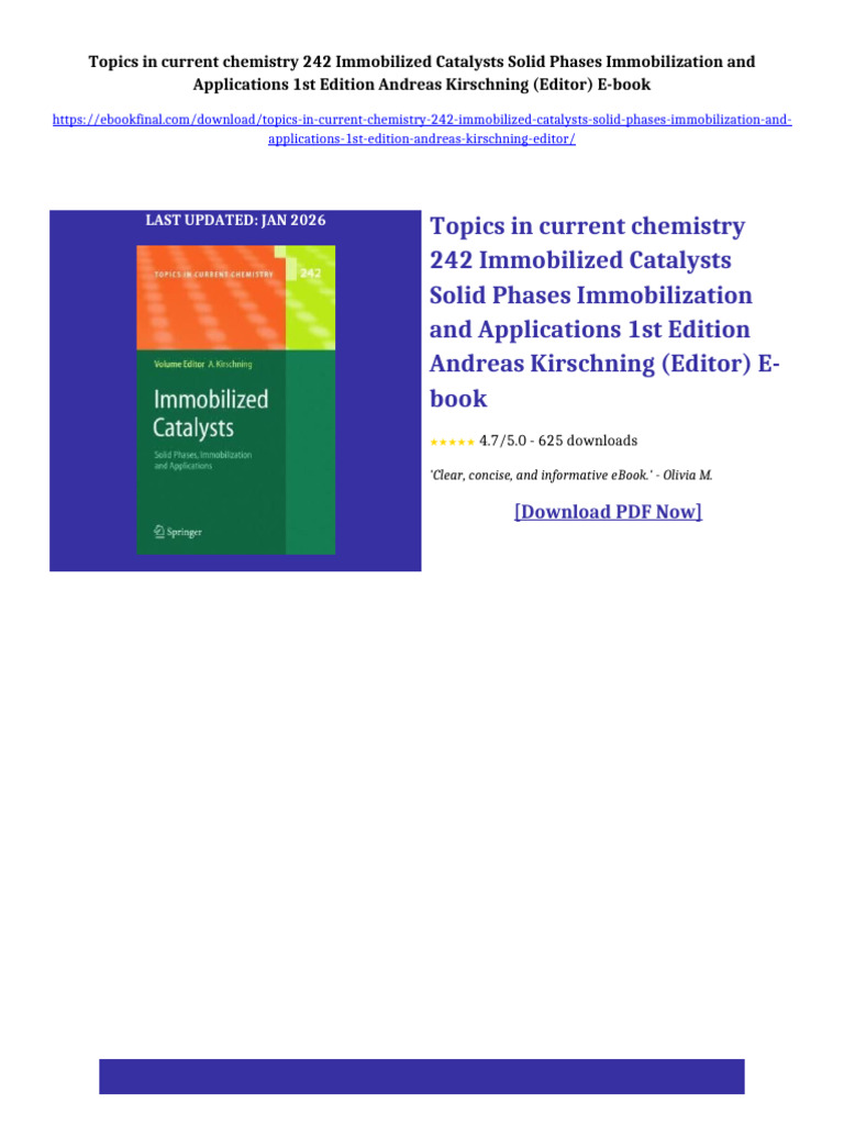 Topics in current chemistry 242 Immobilized Catalysts Solid Phases ...