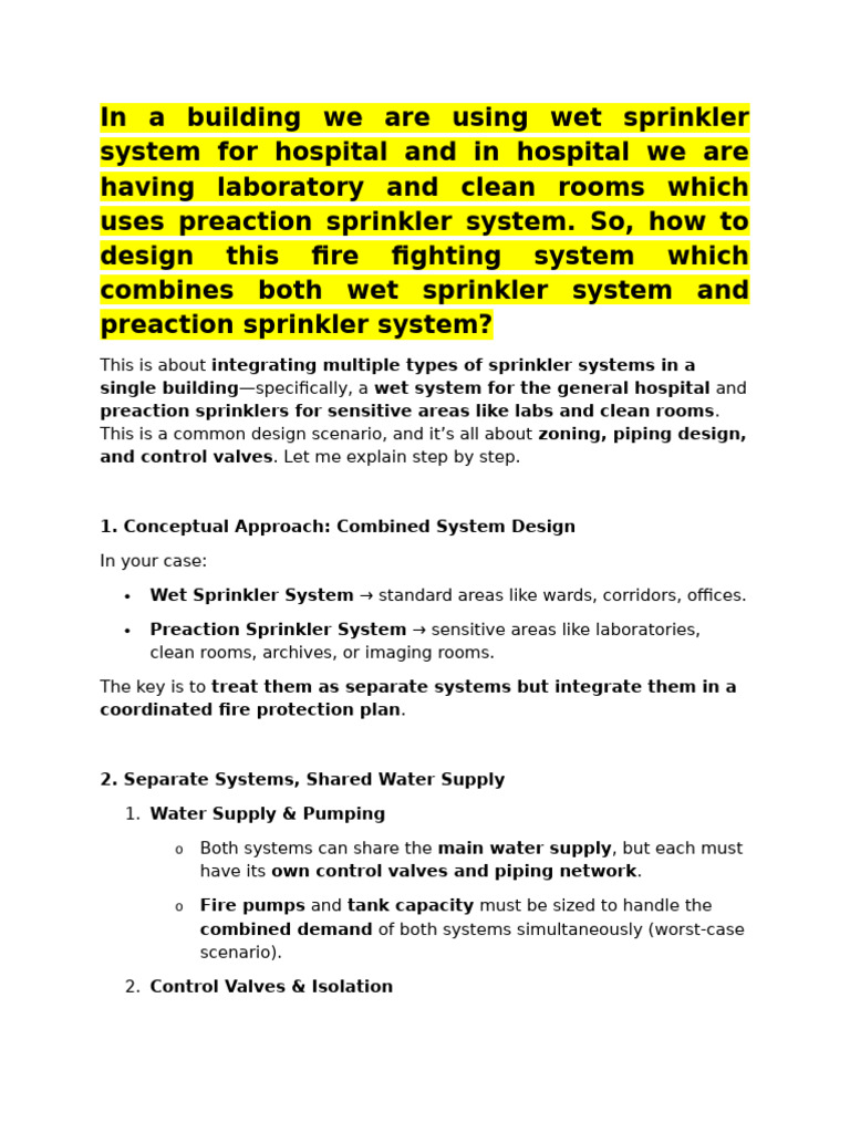 Combination of Wet & Preaction Sprinkler System | PDF | Fire Sprinkler ...