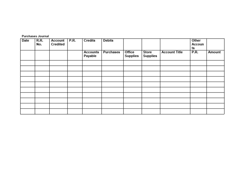 Purchases Journal Template-1 | PDF