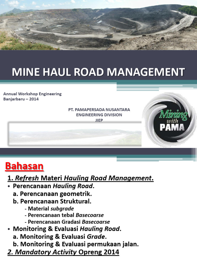Mine Haul Road - Workshop Engineering | PDF | Transport Infrastructure ...