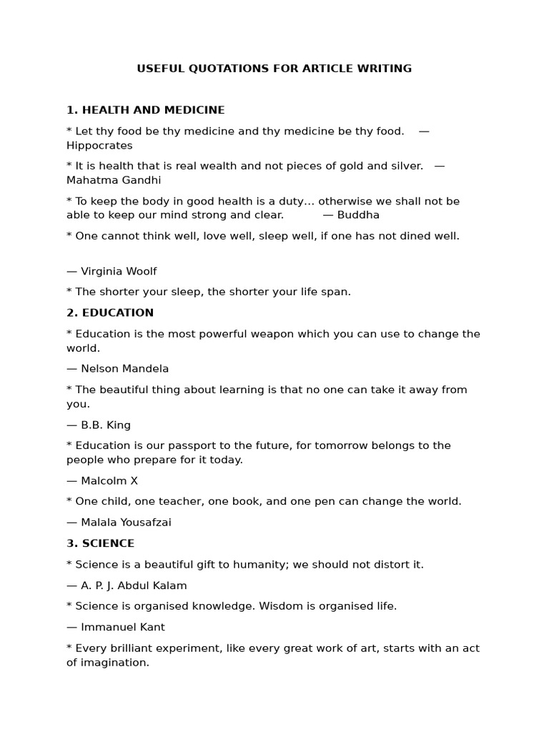 Article Writing Quotations | PDF