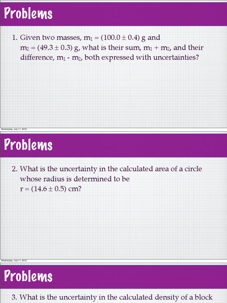 Calculating Uncertainties in Physics Problems | PDF | Science & Mathematics