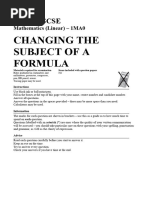Changing the Subject of Formulas | PDF | Mathematics | Elementary Geometry