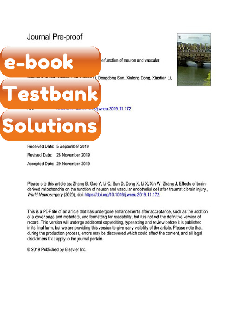 eBook & Testbank Effects of Brainderived Mitochondria on the Function ...
