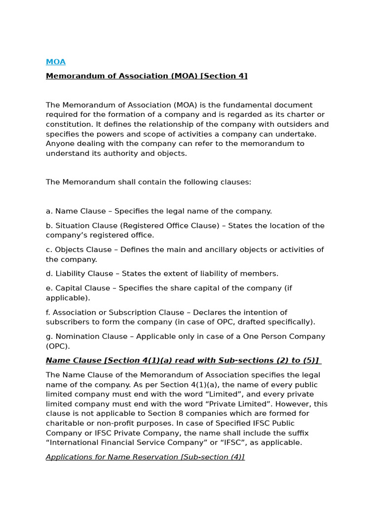 MOA | PDF | Business Law | Business