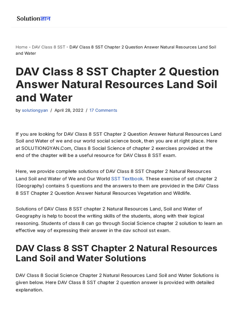 Chapter 2 Question Answer Natural Resources Land Soil and Water ...