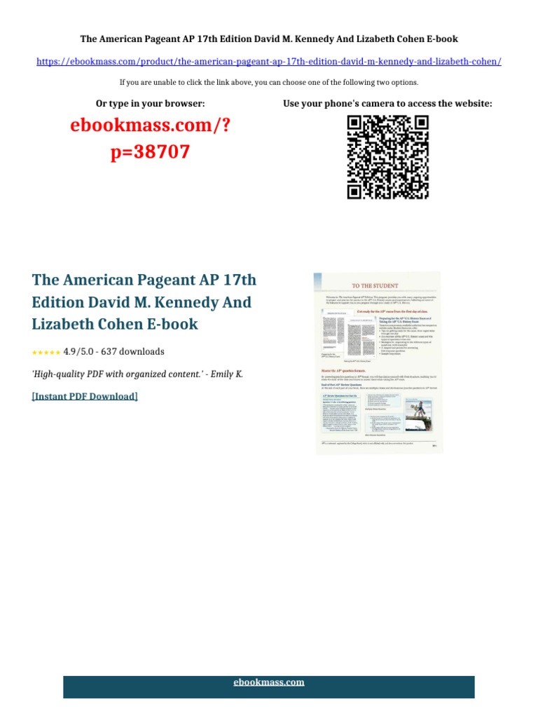 The American Pageant AP 17th Edition David M. Kennedy And Lizabeth ...