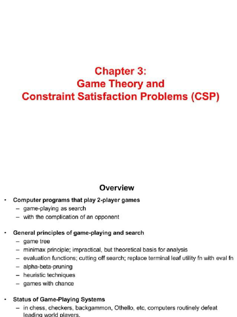AI Subject - Game Theory and Cps | PDF
