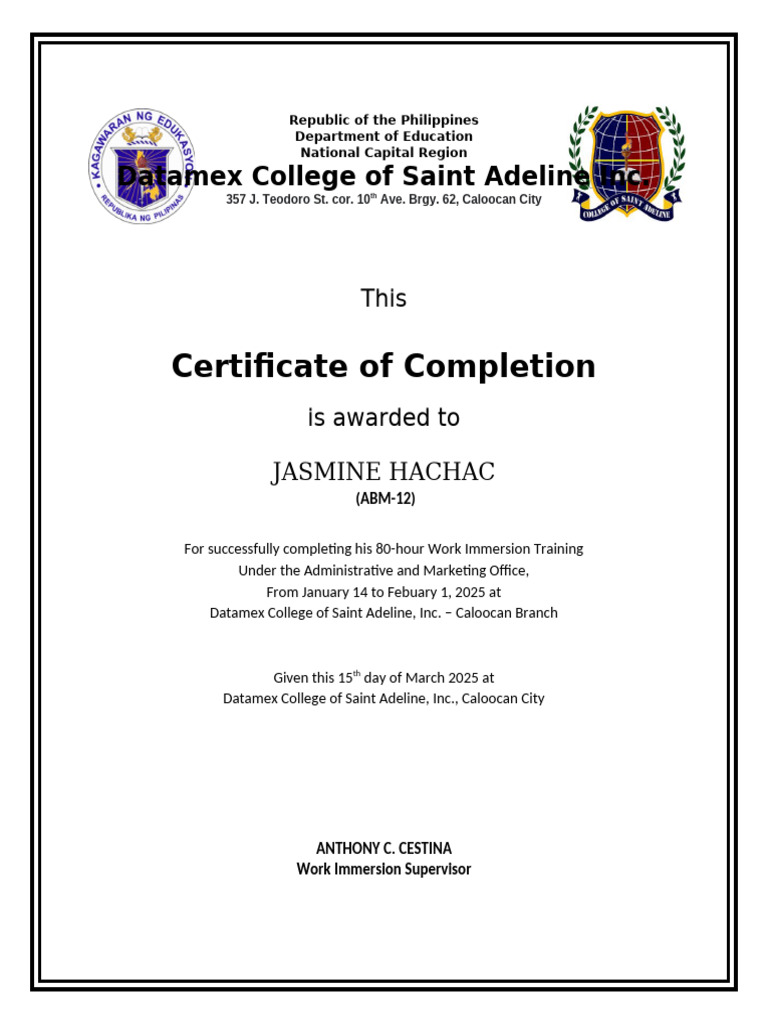 HACHAC Certificate | PDF