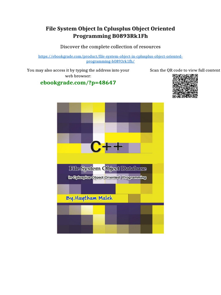 File System Object in Cplusplus Object Oriented Programming B0893RK1FH ...